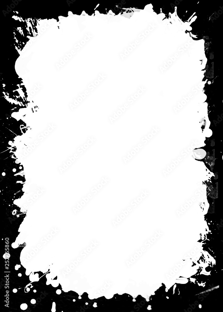 Ink and Splatter Decorative Black & White Photo Frame. Type Text Inside ...