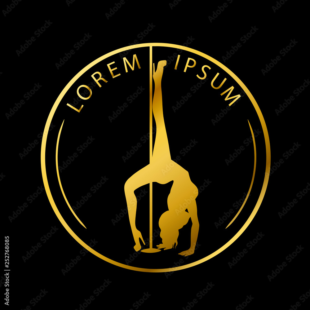 Gold logo for Dance studio, Pole dance, stripper club Stock Vector ...