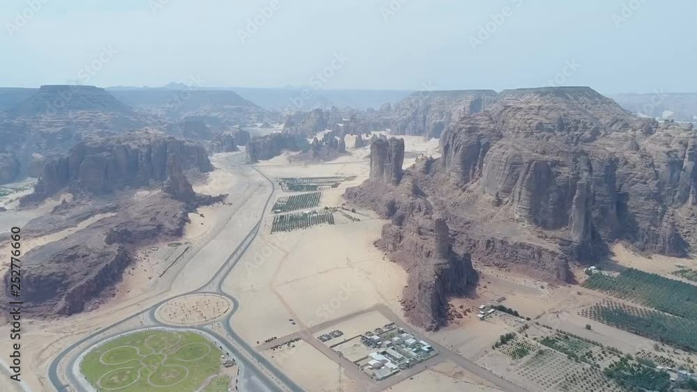 Al-Ula, Saudi Arabia. Overlooking the mountain valley landscale, and ...
