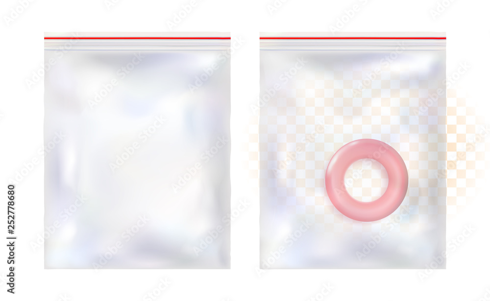 Mockup realistic of transparent plastic packaging for food and goods ...