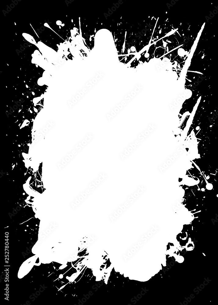 Ink and Splatter Decorative Black & White Photo Frame. Type Text Inside ...