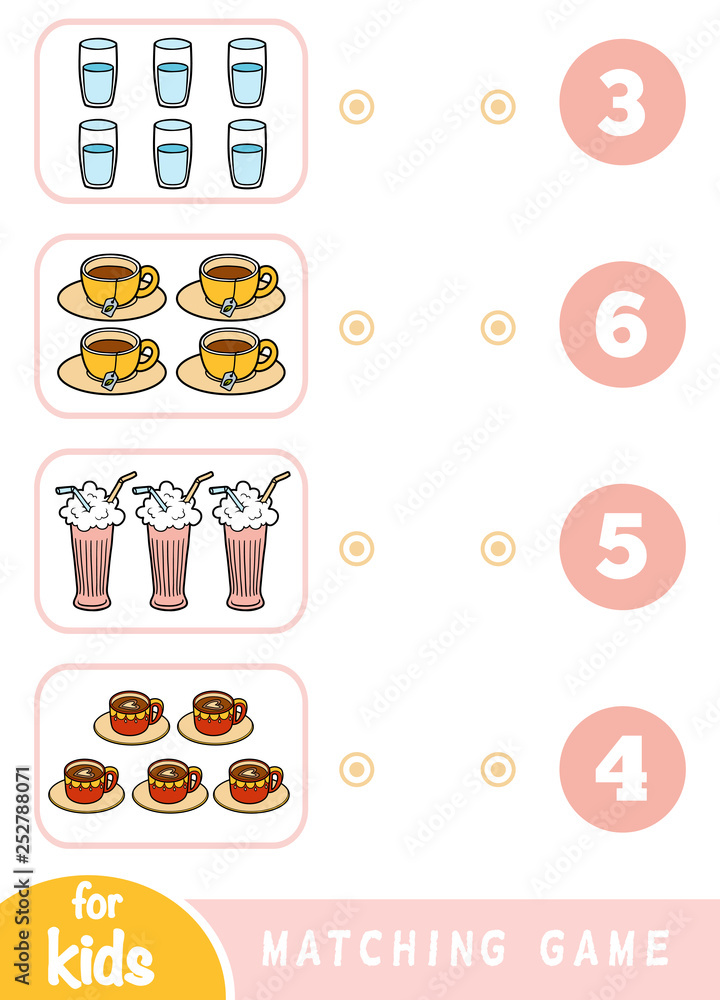 Matching education game. Count how many items and choose the correct ...