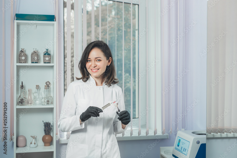 doctor is holding syringe with medicine. Horizontal frame. Stock Photo ...
