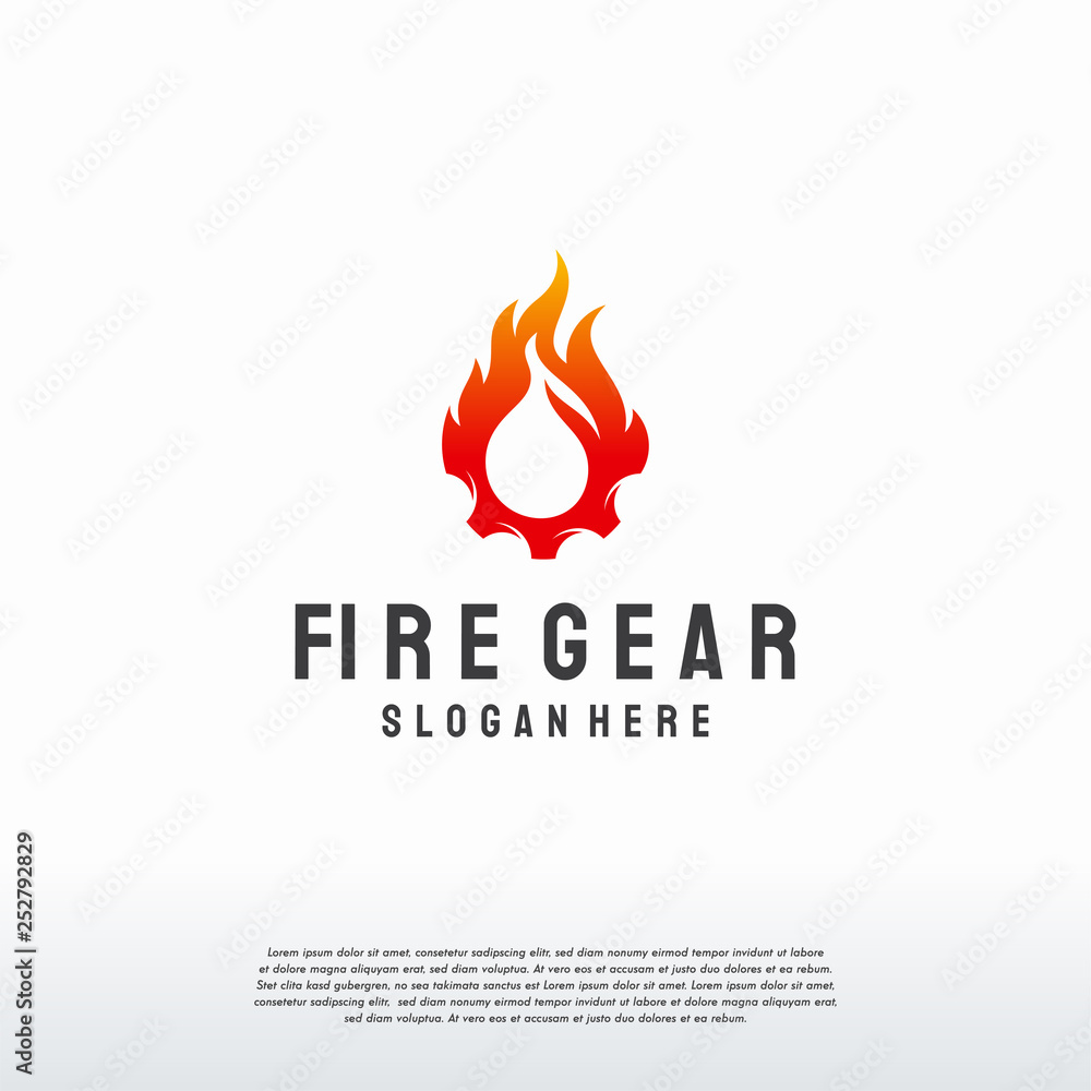 Fire Gear Logo designs vector, Fire Industry logo template Stock Vector ...
