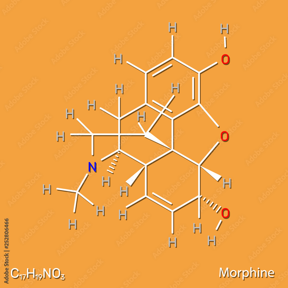 Morphine pain drug structural formula. Vector illustration Stock Vector ...
