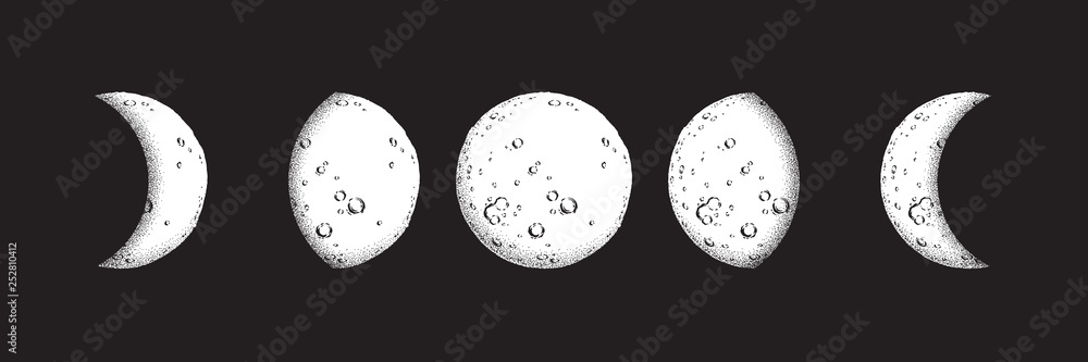 Photo & Art Print Antique style hand drawn line art and dot work moon ...