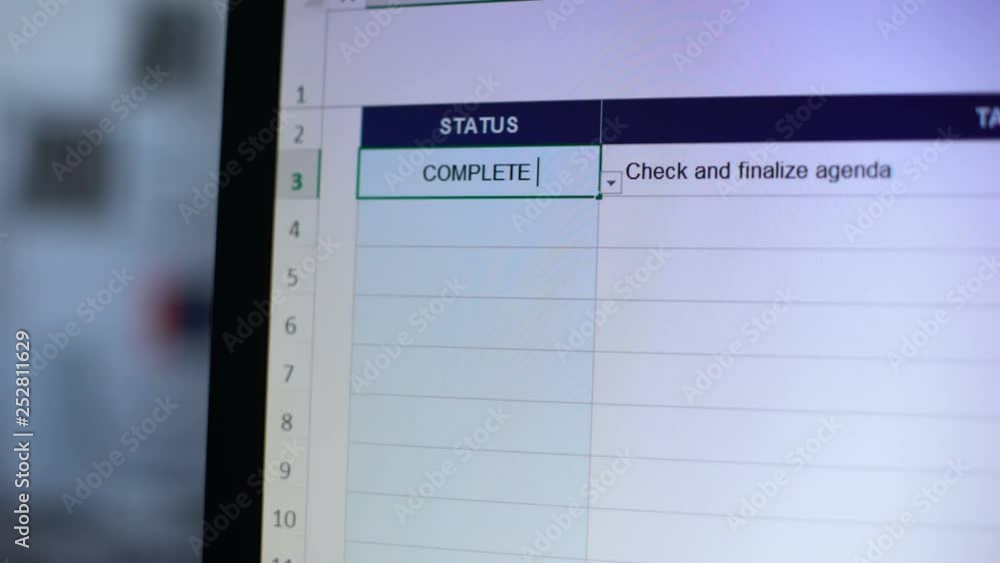Complete status written to check and finalized agenda task, check-list ...