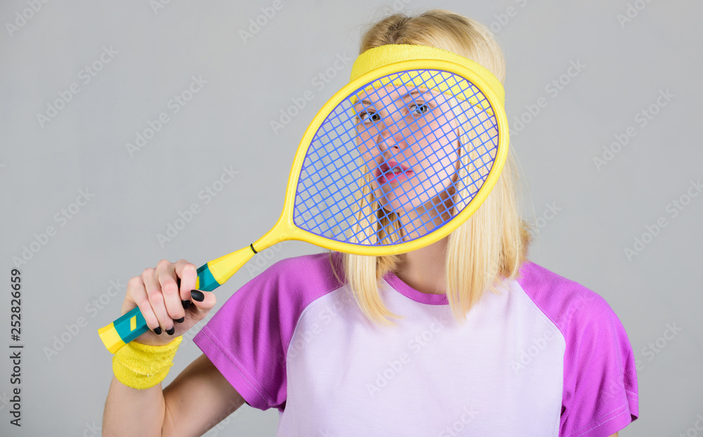 Athlete hold tennis racket in hand. Tennis club concept. Tennis sport ...