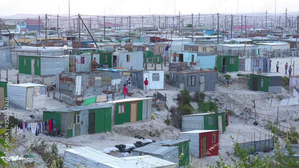 Good establishing shot of the vast rural townships of South Africa ...