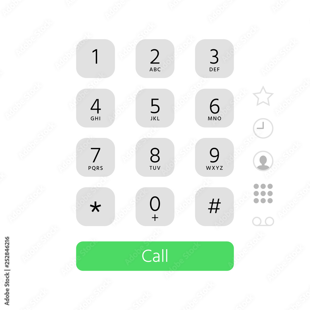 Dial keypad. Touchscreen phone number keyboard interface inspired by ...