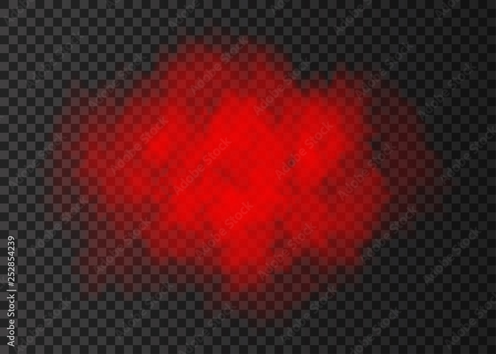 Red smoke cloud isolated on transparent background. Stock Vector ...