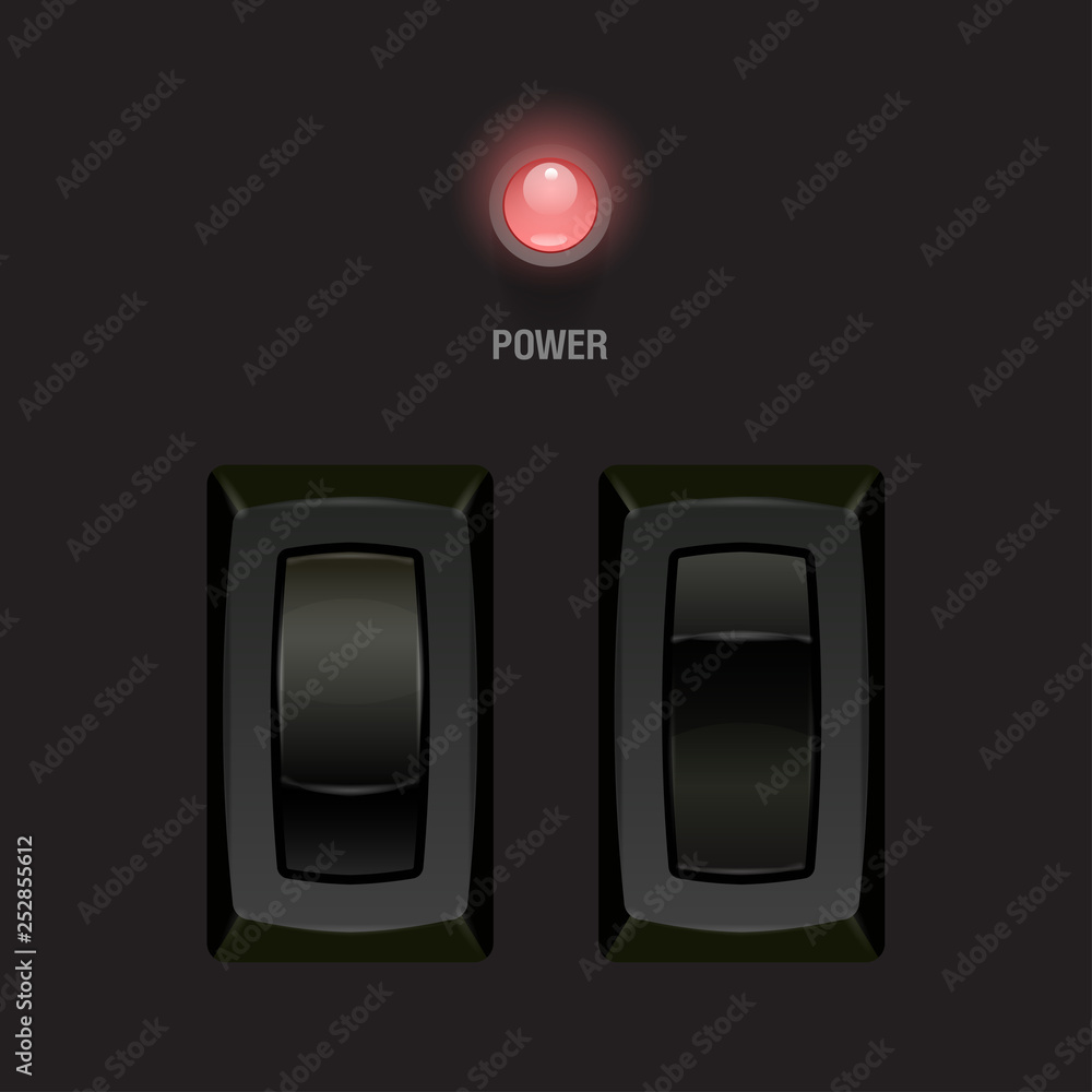 Cool Realistic Toggle Switch black color. Vector illustration. Stock ...