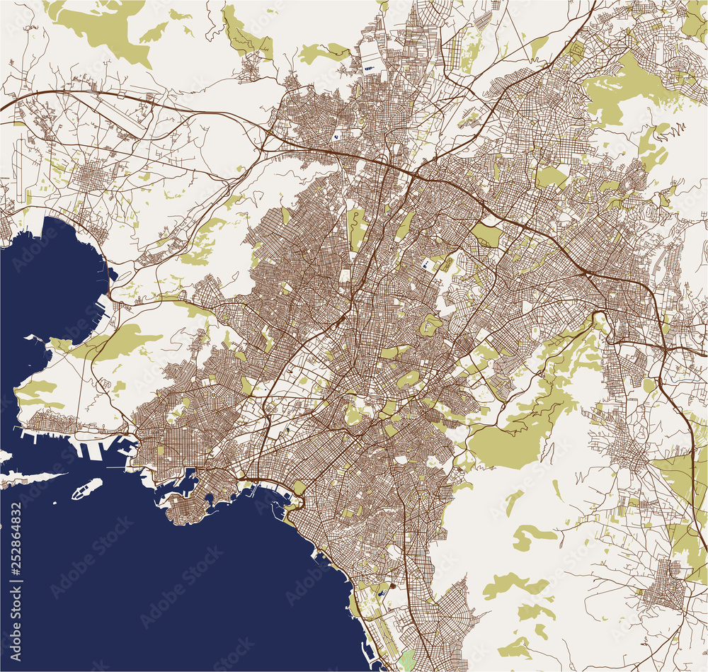 map of the city of Athens, Greece Stock Vector | Adobe Stock