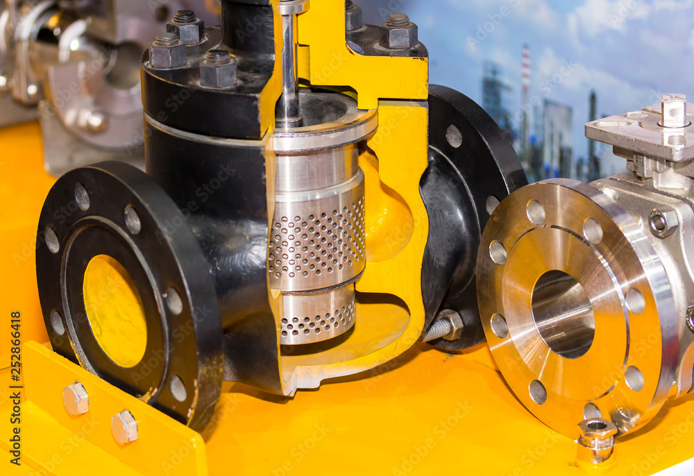 Poster close up detail inside of cross section of control valve for ...