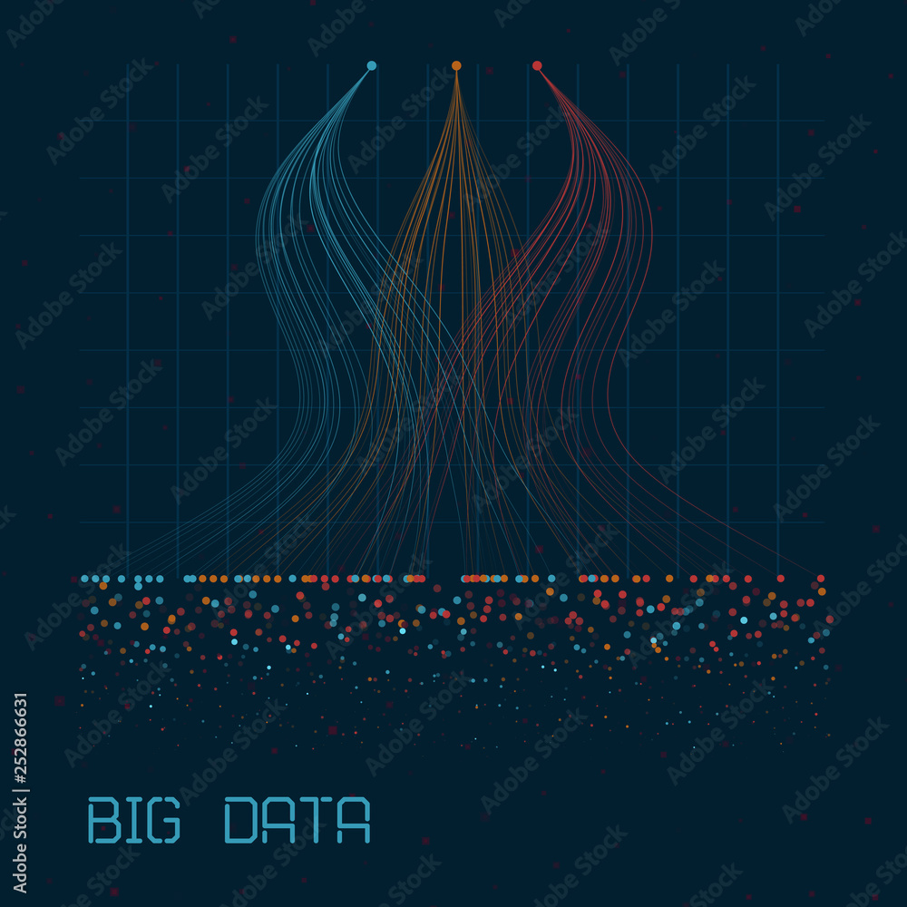 Abstract infographics visualization. Big data code representation ...