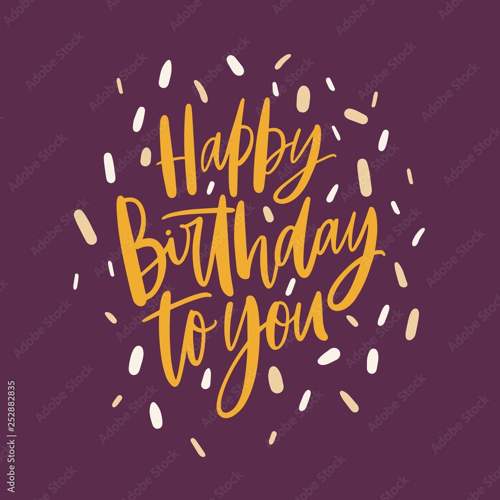 Square B-day greeting card or postcard template with Happy Birthday To ...