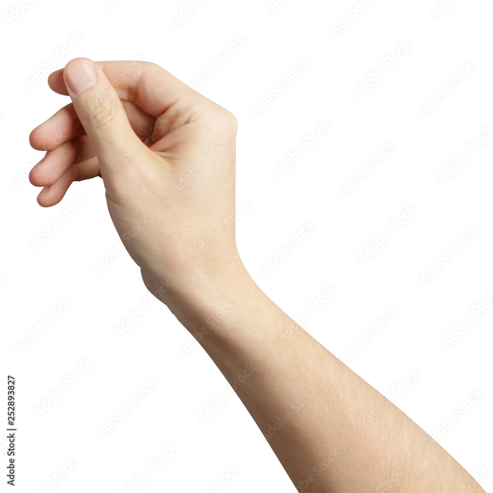 Hand holding something, isolated on white background Stock Photo ...