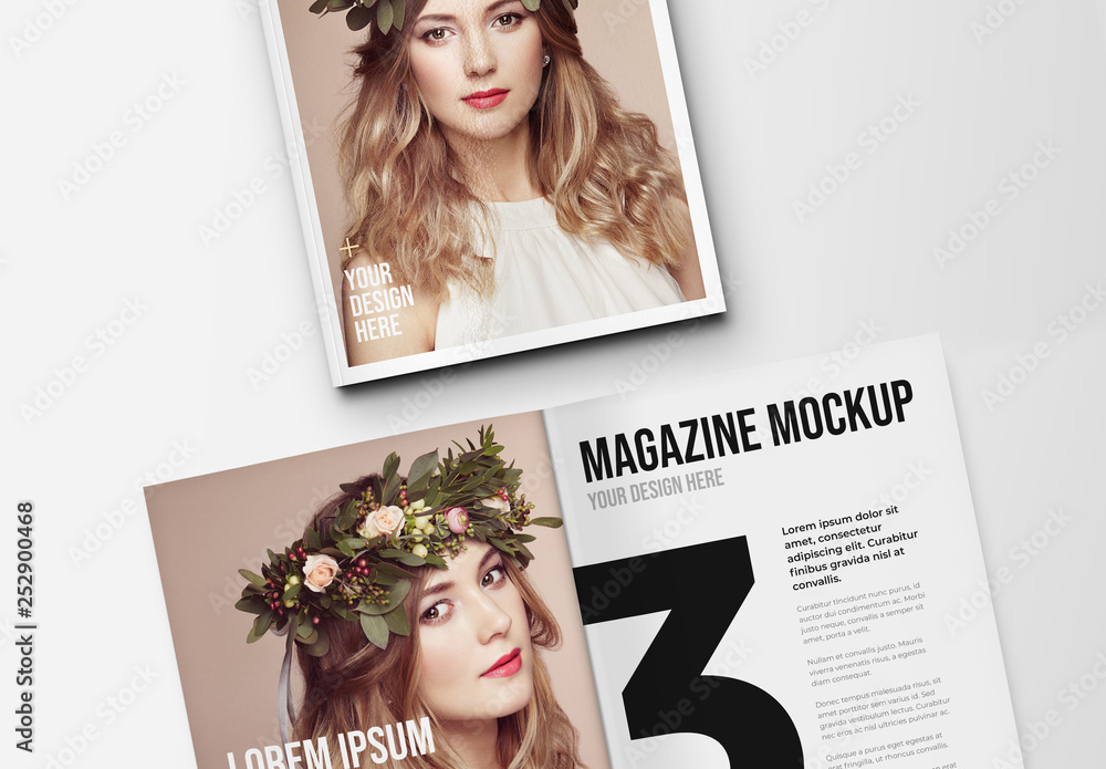 Open and Closed Magazine Mockup Stock Template | Adobe Stock