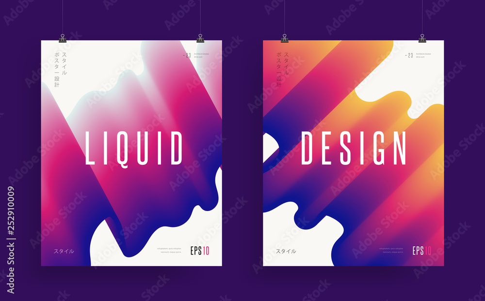 Modern abstract liquid flow shape. Gradient wave forms background with ...