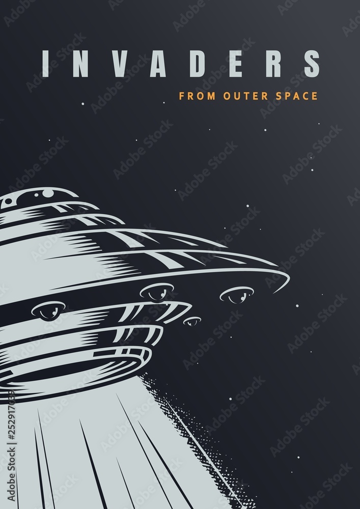 VIntage alien invasion poster Stock Vector | Adobe Stock