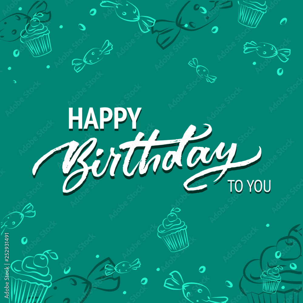 Lettering congratulation happy birthday greeting card poster in tiffany ...