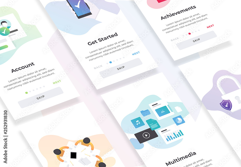 Mobile App Onboarding Screen Layouts Stock Template | Adobe Stock