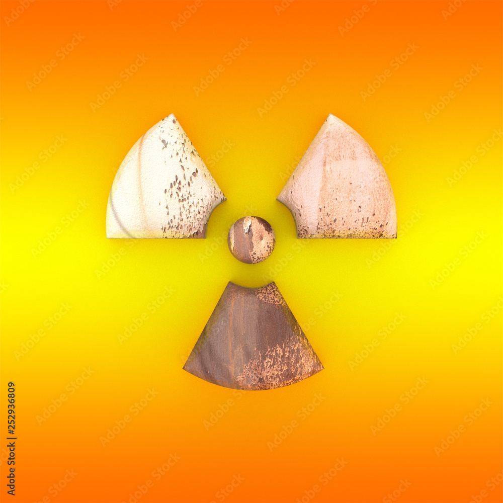 3D Metallic Hazard Symbol Exhibiting Caution for Toxic Materials Iron ...