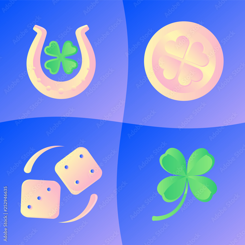 Good Luck Concepts. Fortune Metaphor Set. Symbols:The Lucky Horseshoe ...