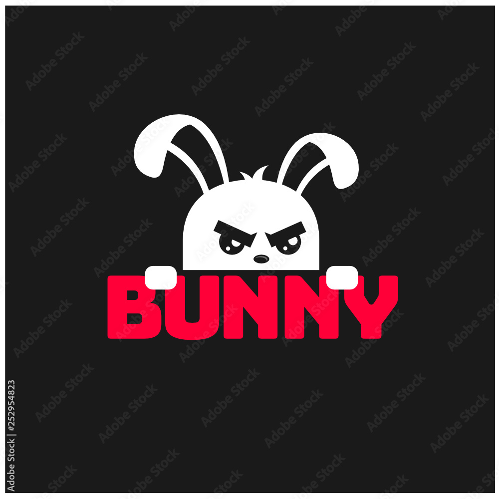 Angry rabbit vector logo template Stock Vector | Adobe Stock