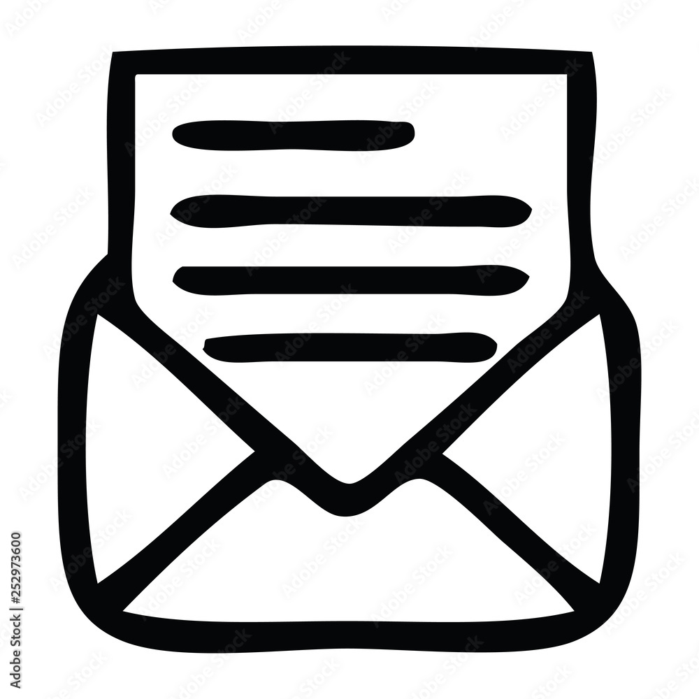 line drawing cartoon letter and envelope Stock Vector | Adobe Stock