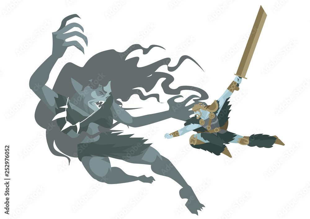 Beowulf Fights Grendels Mother