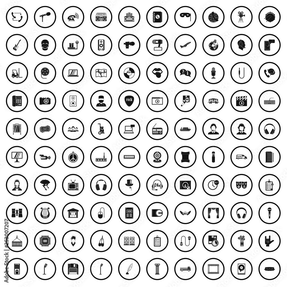 100 microphone icons set in simple style for any design vector ...