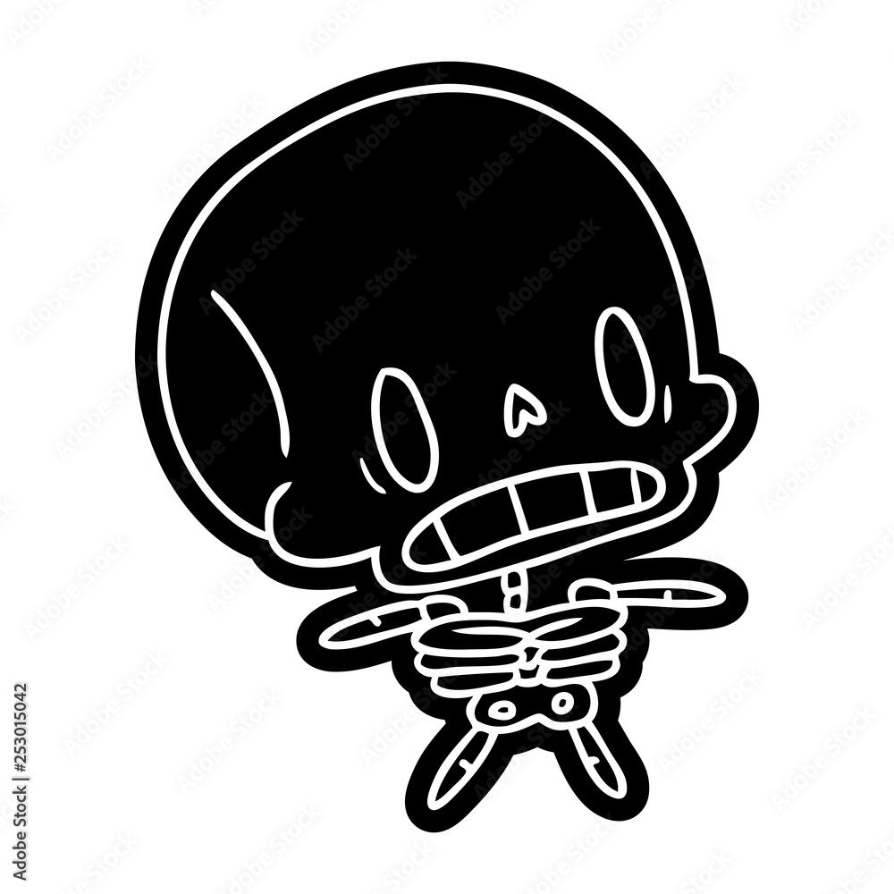cartoon icon kawaii cute dead skeleton Stock Vector | Adobe Stock
