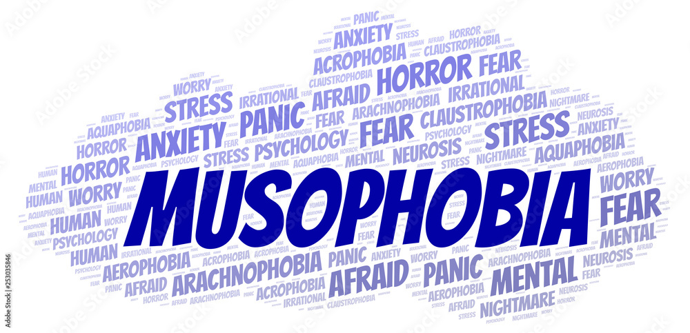 Musophobia word cloud. Stock Illustration | Adobe Stock