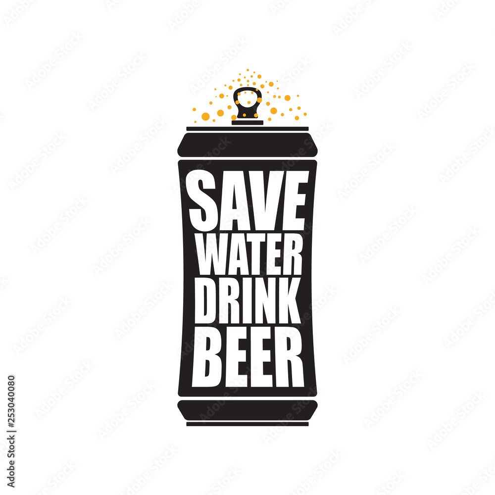 Save water drink beer vector poster design template with beer bottle ...