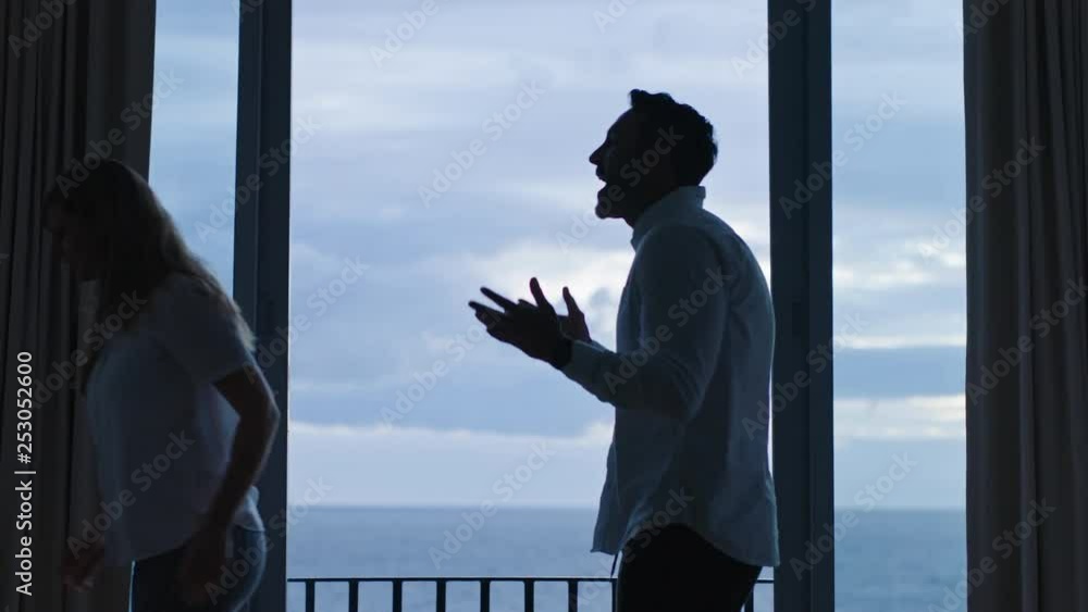 angry couple fighting in hotel room relationship trouble after marriage ...