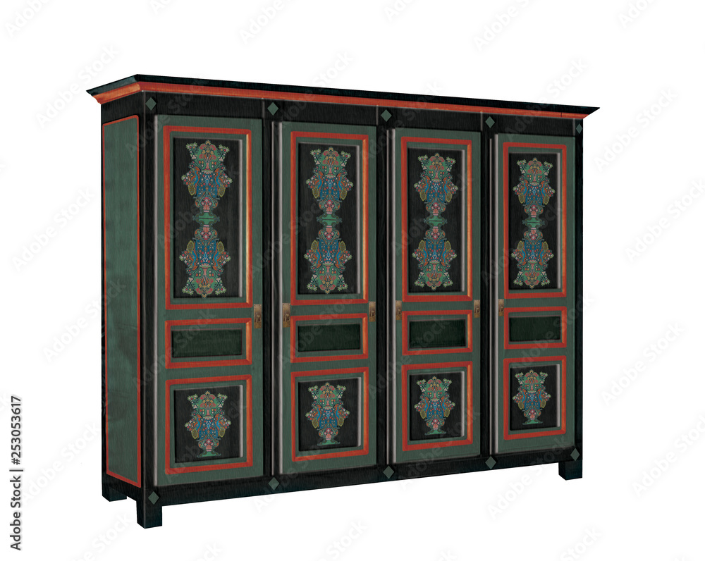 meuble peinte, bois, mobilier, vieux, blanc, isolé, antique ...