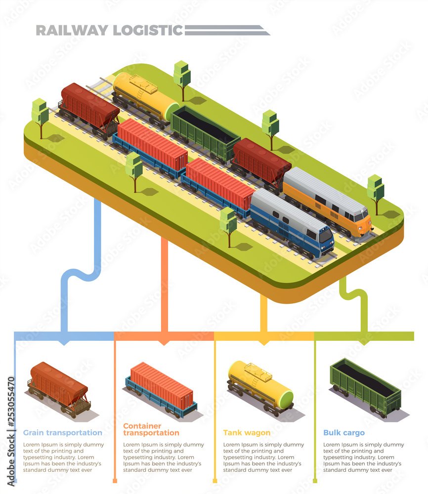 Train Railway Isometric Chart Stock Vector | Adobe Stock