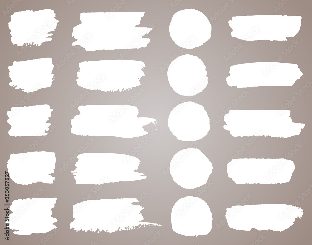Set of white ink vector stains. Vector black paint, ink brush stroke ...