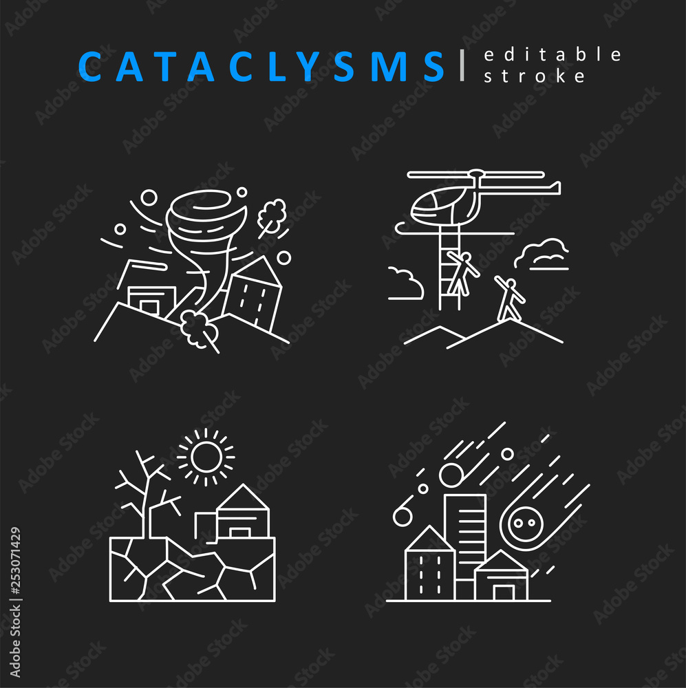Cataclysms and natural disasters. Vector icon and logo. Editable ...