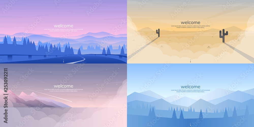 Vector landscapes in a minimalist style Stock Vector | Adobe Stock