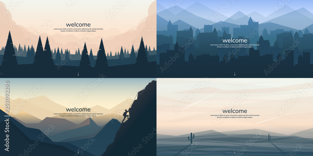 Vector landscapes in a minimalist style Stock Vector | Adobe Stock