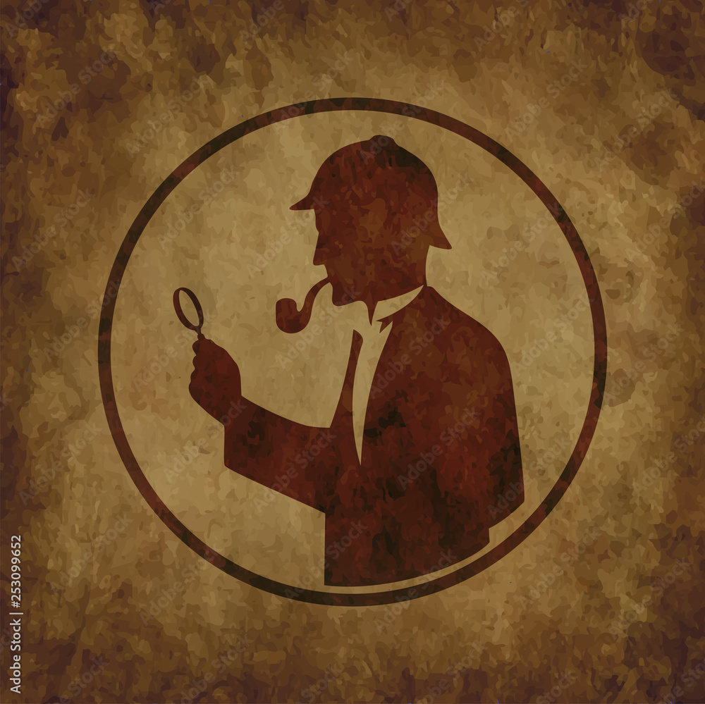 Icon of the detective with a magnifying glass. Stock Vector | Adobe Stock