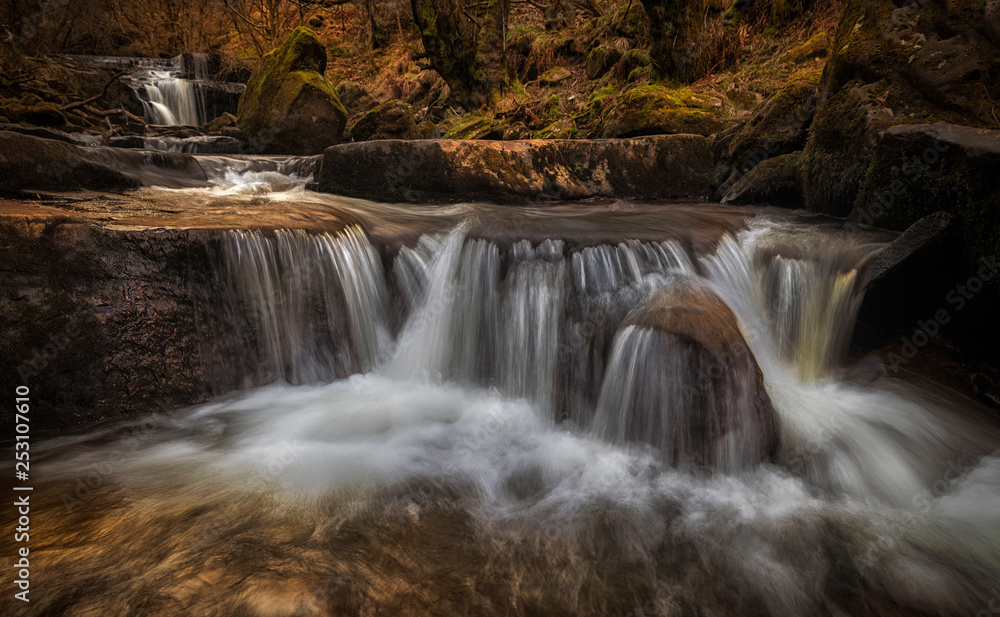 Valley of waterfalls at Blaen y Glyn One of the many closely connected ...