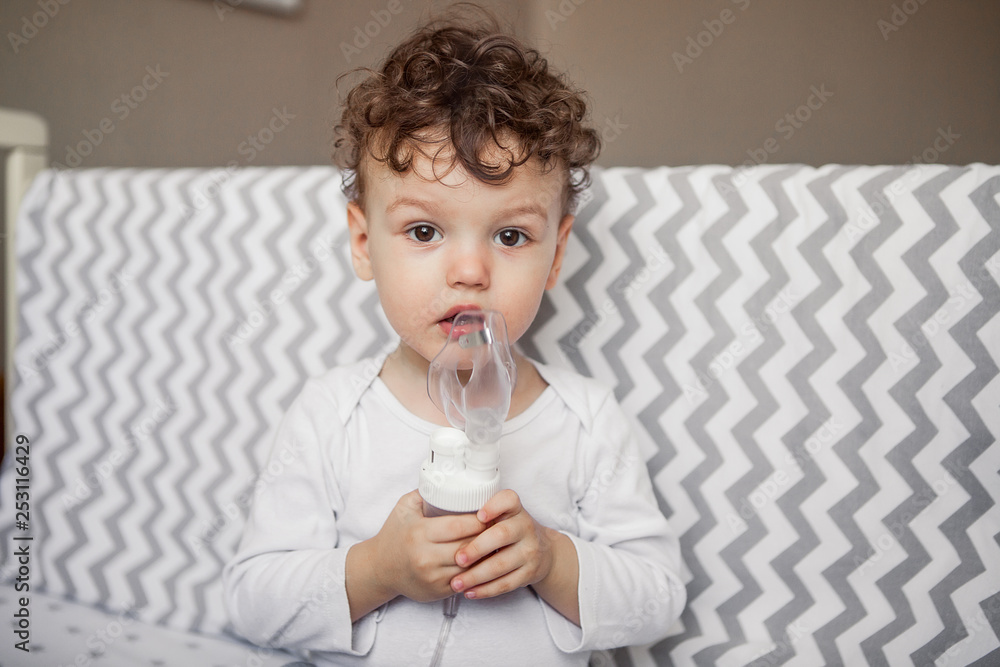 baby, child with inhaler. treatment of bronchitis. Stock Photo | Adobe ...