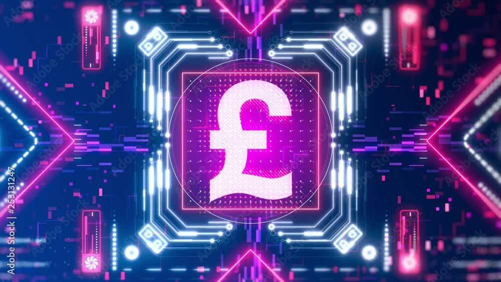 Pound sterling currency of the United Kingdom. Symbol on a abstract ...