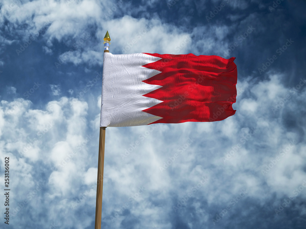 Bahrain flag Silk waving flag of Bahrain made transparent fabric with ...