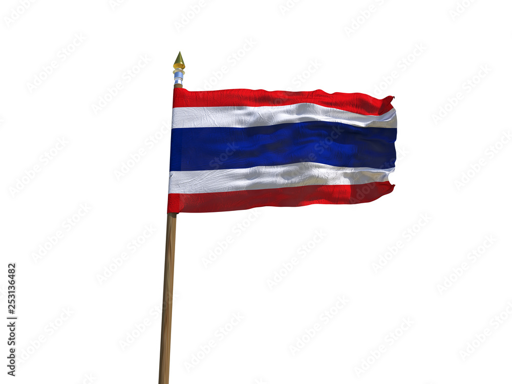 Thailand flag Isolated Silk waving flag of Kingdom of Thailand made ...