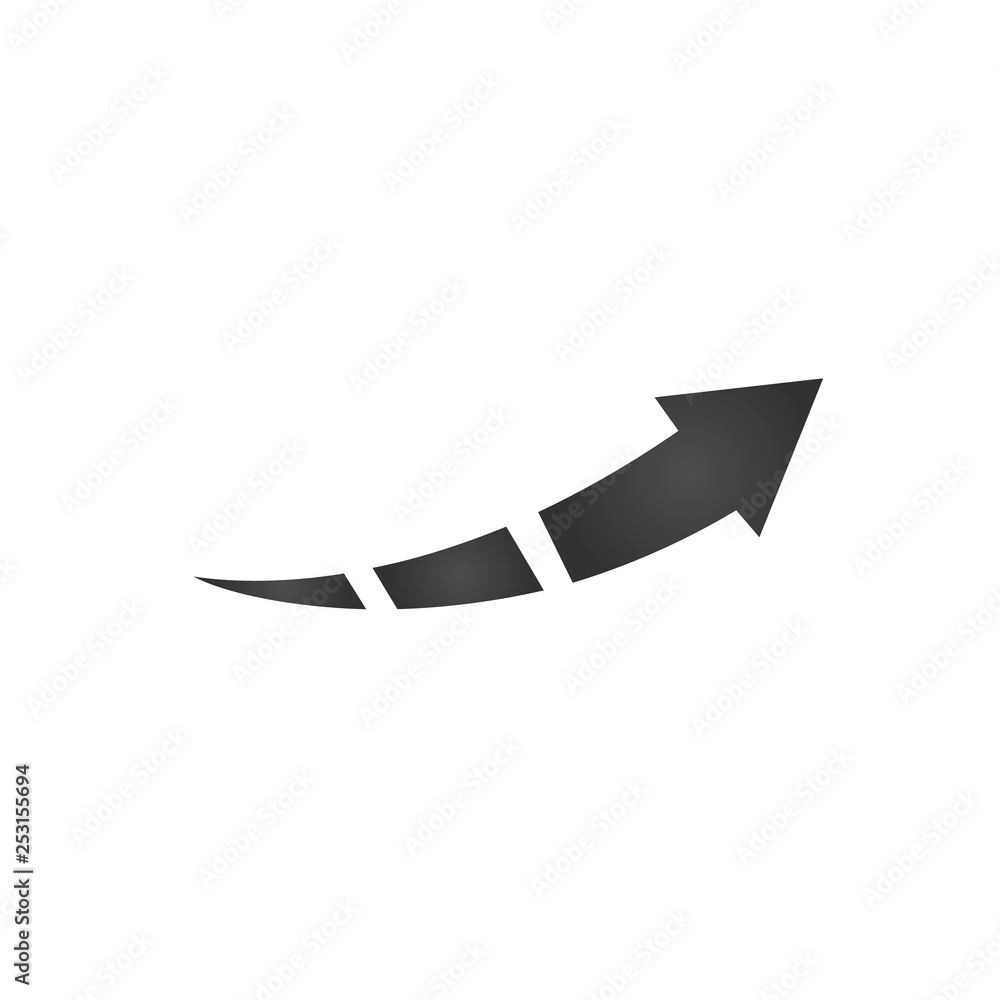 Directional 3d dashed Arrow icon with shadow. Shows shift or direction ...