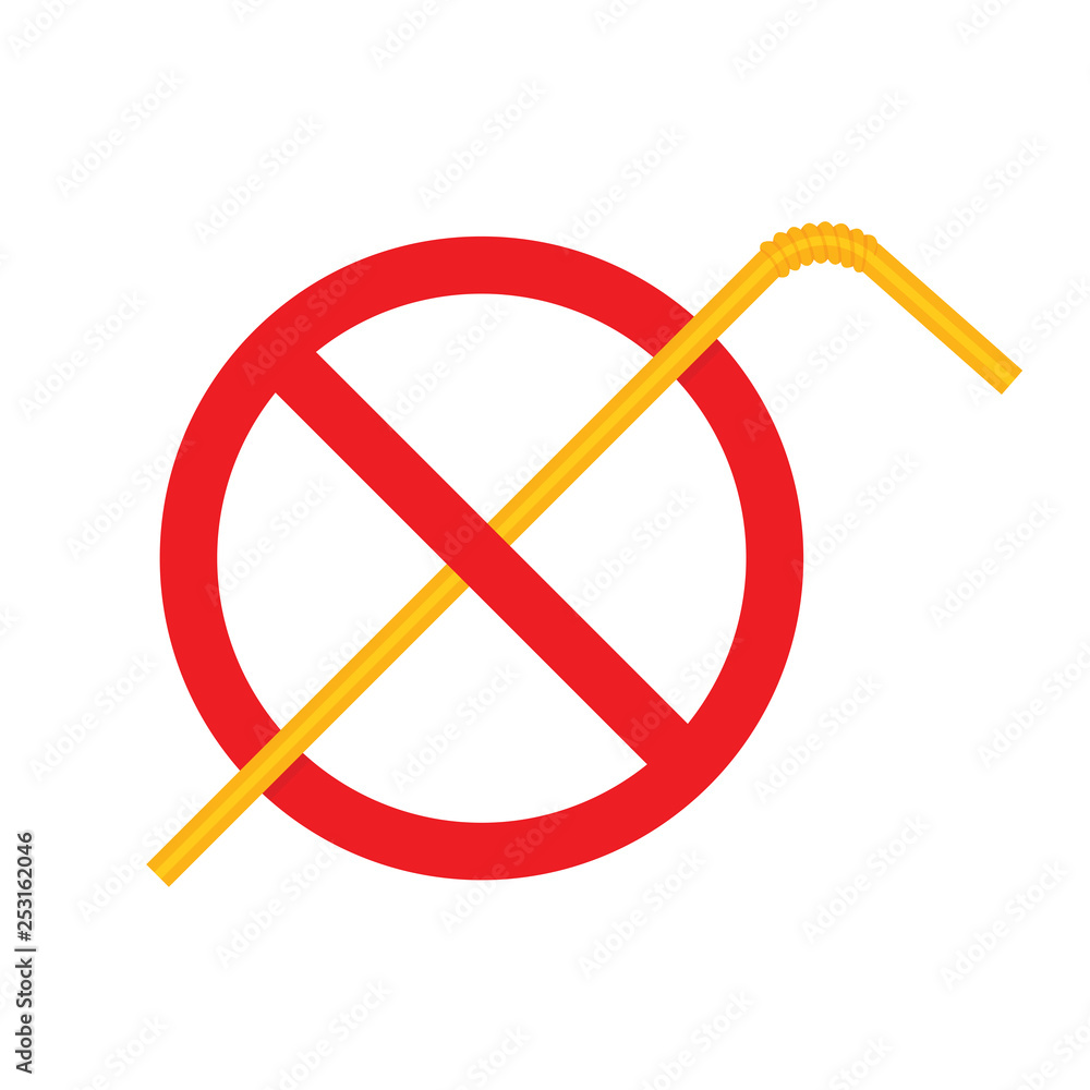 stop waste straw tube plastic, waste drinking straw sign red, logo of ...